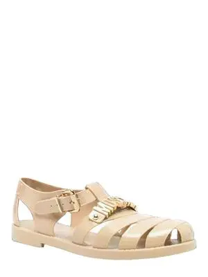 Moschino Plaque Caged Sandals - Neutrals