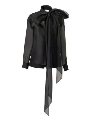 Carolina Herrera Silk Organza Pussy-bow Blouse - Black