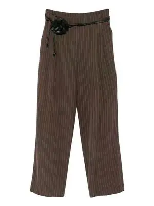 Imperial Pinstripe Pattern Pleated Trousers - Brown