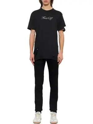 MASTERMIND WORLD Distressed Slogan-print T-shirt - Black