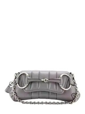 Gucci Horsebit Chain Vertical Quilted Leather Small Shoulder Bag - Grey