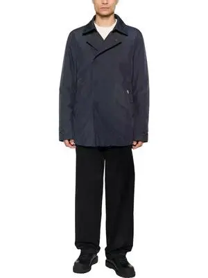Add Button-up Logo-patch Coat - Blue