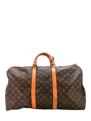 LOUIS VUITTON Monogram Canvas Keepall 50 Travel Bag - Brown