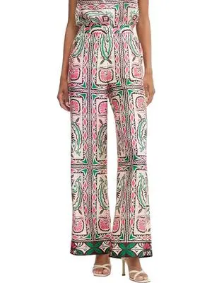 MORGAN Geometric Print Wide-leg Trousers - Neutrals