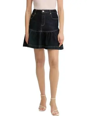 MORGAN Ruffled Denim Skirt - Blue