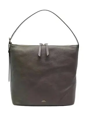A.p.c. A.P.C. Vera Grained Leather Shoulder Bag Grey