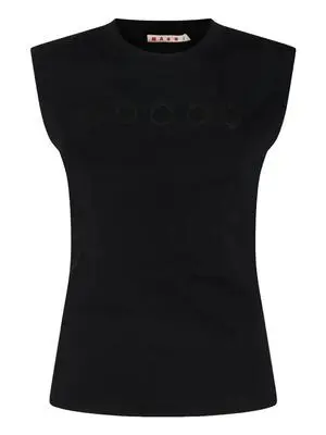Marni Cotton Cut-out Detail Tank Top - Black