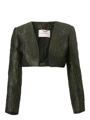 Carolina Herrera Floral Cloqué Jacquard Bolero Jacket - Green