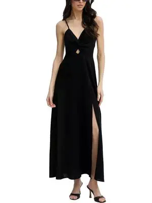 MORGAN Twist Detail Cut-out Maxi Dress - Black