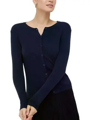 BENETTON Fine Knit Button-up Cardigan - Blue
