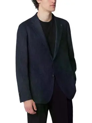 Tagliatore Montecarlo Herringbone-knit Blazer - Blue