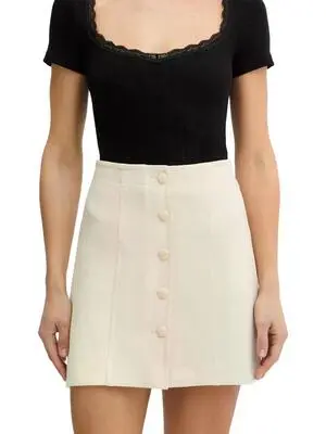 MORGAN Textured Finish Button-up Mini Skirt - Neutrals