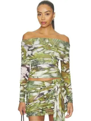 AFRM Coyle Off-the-shoulder Mesh Top - Multi