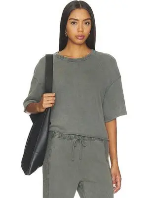 American Vintage Cropped T-shirt With Terrycloth Lining - Grey