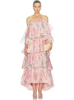 LA FUORI Elysian Tiered Organza Dress - Multi