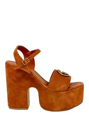 Guess Logo Plaque Platform Sandals - Brown