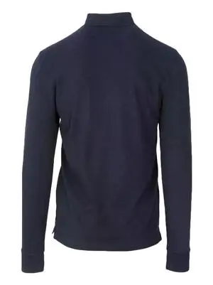 Armani Exchange Long-sleeve Logo-embroidered Polo Shirt - Blue