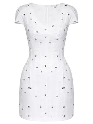 POST MERIDIEM Sculpted Seam Cotton Mini Dress - White