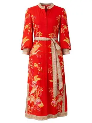 RAISHMA Kaitlyn Floral Printed Midi Dress - Red