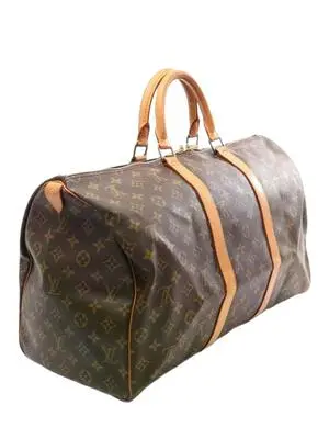 LOUIS VUITTON 1991 50 Keepall Monogram Canvas Travel Bag Brown