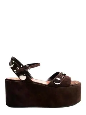 VALENTINO RED Nellcote Embellished Wedge Sandals - Brown