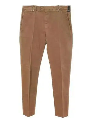 Fendi 2010s Logo Embroidered Trousers - Brown