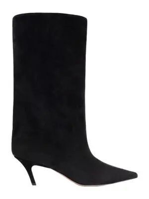 Amina Muaddi Pointed-toe Suede Boots - Black