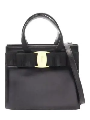 FERRAGAMO 2010s Vara Ribbon Tote Bag - Black