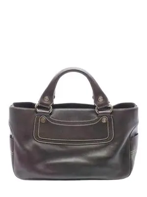 Celine 2000s Boogie Topstitching Tote Bag Brown
