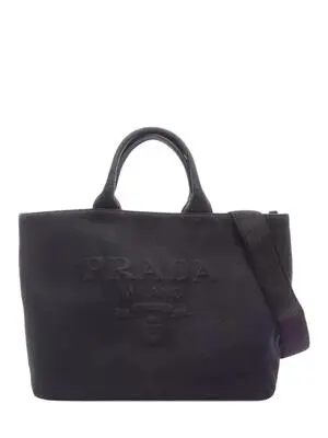 Prada 2010s Canapa Logo-embossed Tote Bag - Black