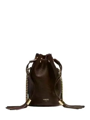 LANCEL Tassel-embellished Chain-link Bucket Bag - Brown