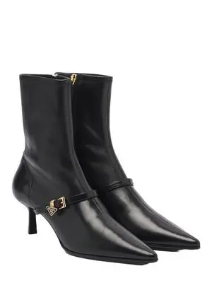 Prada Leather Ankle Boots - Black