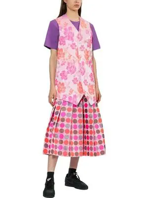 Comme Des Garçons Floral V-neck Vest Coat - Red