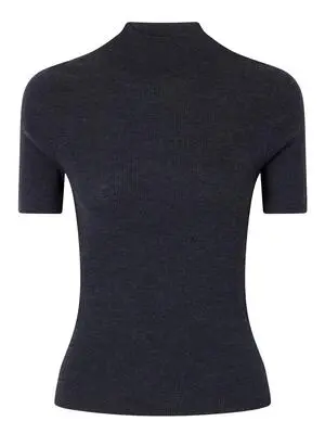 Theory Leenda Ribbed Merino Wool Turtleneck Sweater - Gray
