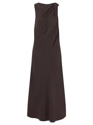 Theory Knotted Crepe Midi Dress - Brown