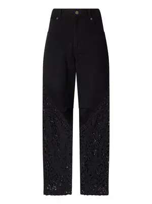 Sea Shiloh Embroidered High-rise Straight-leg Jeans - Black