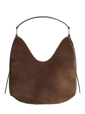Harrods Medium Suede Penny Shoulder Bag - Brown