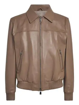 Isaia Lambskin Flight Jacket - Beige