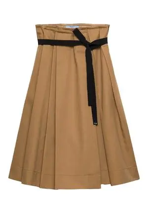 Prada Gabardine Pleated Skirt - Brown