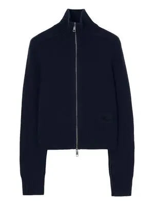 Burberry Cashmere-blend Zip-up Jacket - Blue