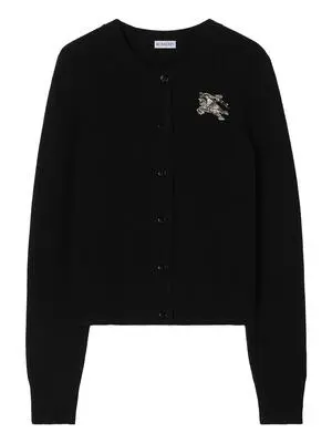 Burberry Wool-cashmere Ekd Cardigan - Black