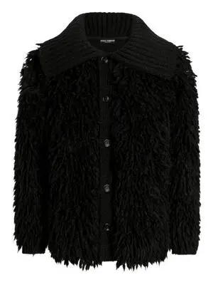 Dolce & Gabbana Fur-effect Knit Cardigan - Black