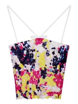 GEMY MAALOUF Sequin-embellished Corset Top - Neutrals