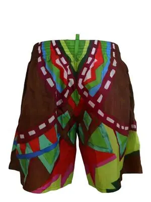 Dsquared2 Geometric-print Drawstring Swim Shorts - Brown