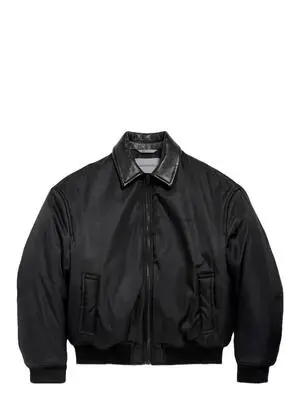 Balenciaga Cocoon Leather-collar Bomber Jacket - Black