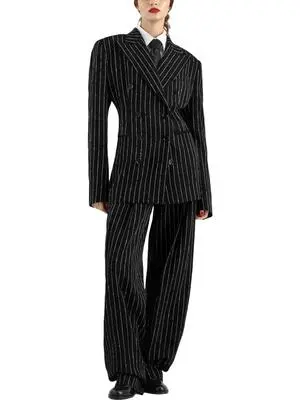 Dolce & Gabbana Pinstripe Virgin Wool Trousers - Black