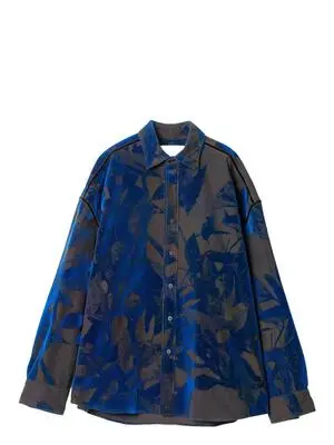 YOSHIOKUBO Laurel-print Flock-processed Shirt - Brown