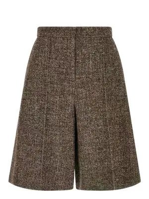 Agnona Amanda Melange-texture Bermuda Shorts - Brown