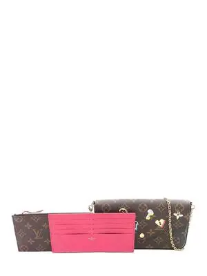 LOUIS VUITTON 2018 Monogram Love Lock Pochette Felicie Crossbody Bag - Brown