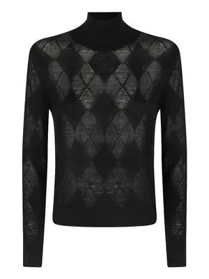 BALLANTYNE Argyle-knit Turtleneck Sweater - Black